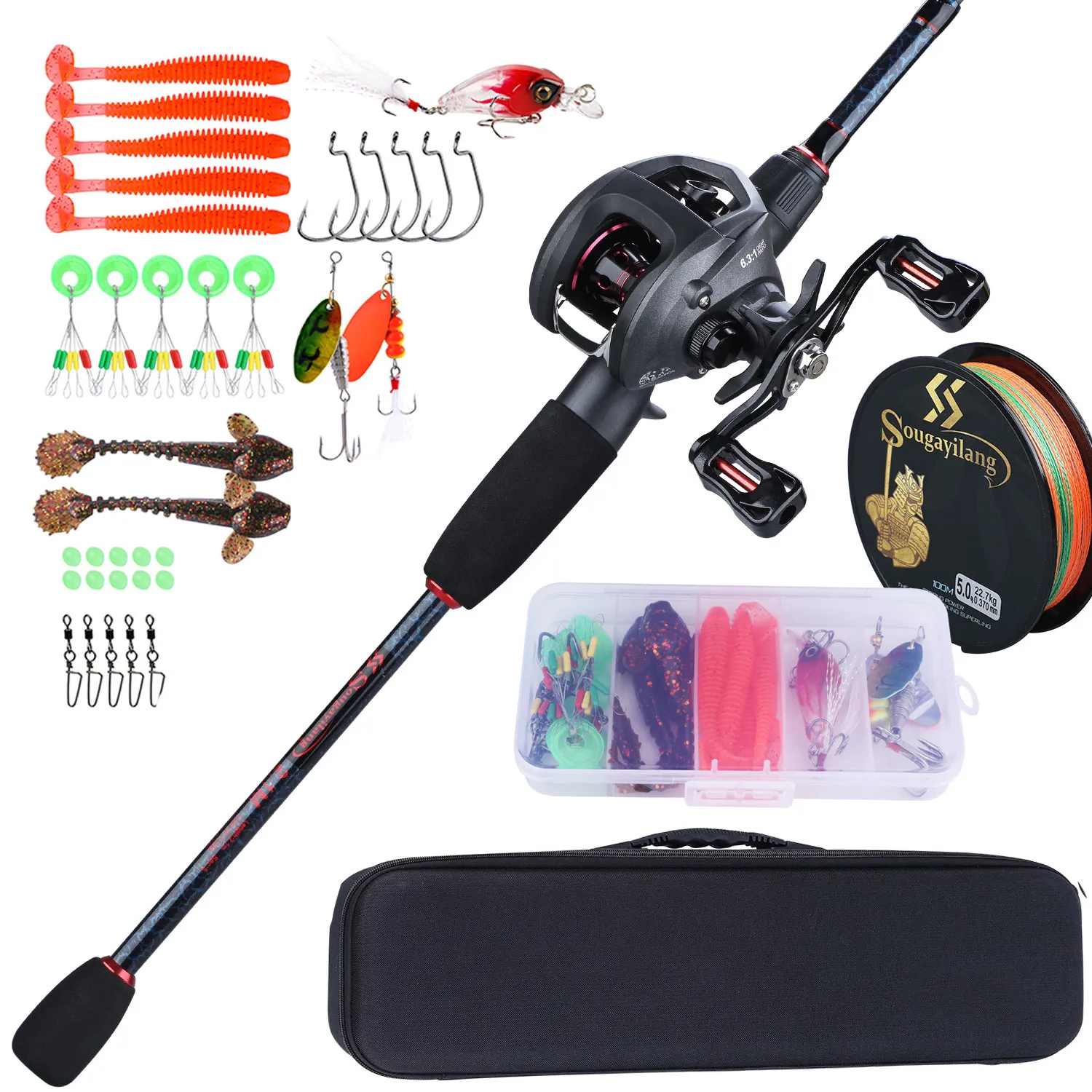 Complete Fishing Rod and Reel Combo Kit - Baitcasting & Spinning Reels ...
