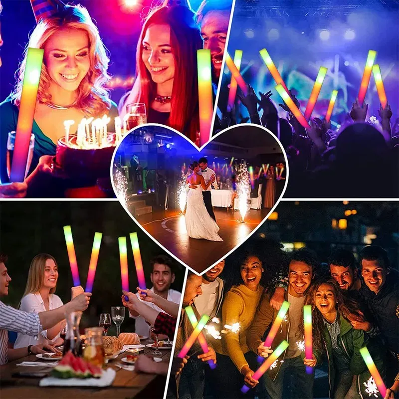 LED Foam Stick: Glow Stick Wedding Party Favors, Colorful Cheer Tubes ...