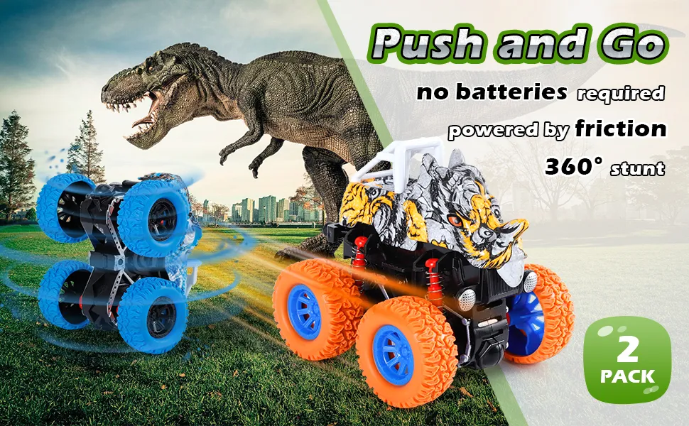 Dinosaur Monster Truck Toys: Pull Back Vehicles for Toddlers! One Push ...