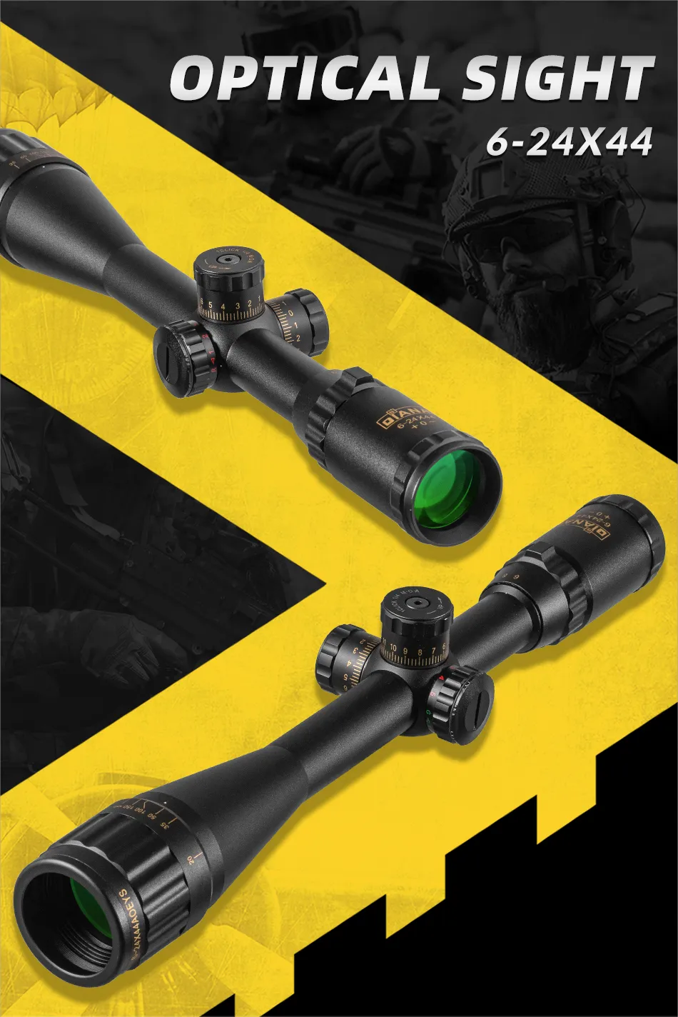 6 24x44 Tactical Diana Optic Cross Sight Green Red Illuminated ...