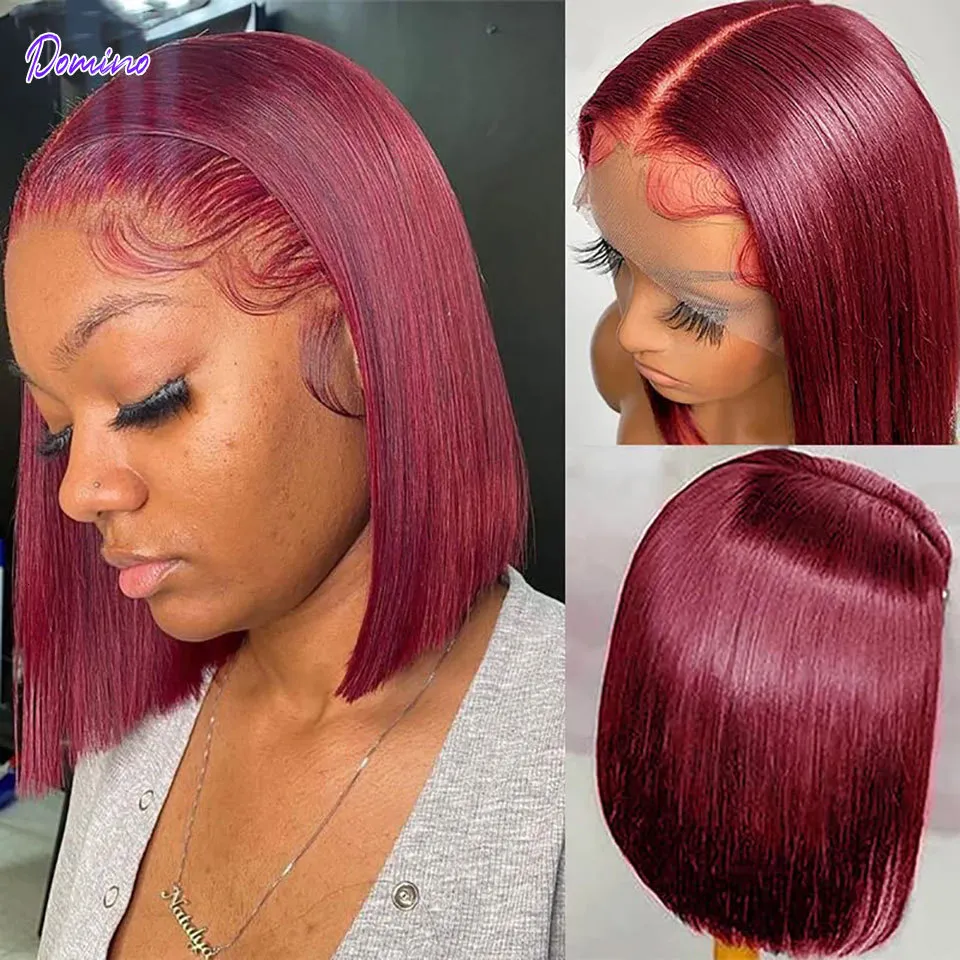 DHgate.com:Burgundy Human Hair Bob Lace Front Wigs 99J Colored 13x6 ...
