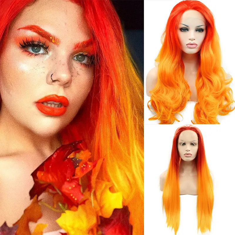 DHgate.com:Orange Ginger HD Transparent Body Wave Lace Frontal Red ...
