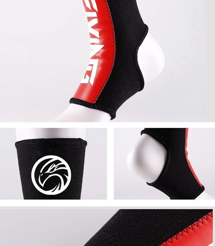 MMA Boxing Shin Guards Ankle Support Microfiber Leather Kickboxing Foot ...