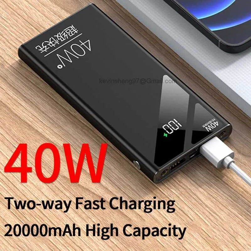 Power Bank Mobile Phone PD40W Two Way Fast Charging 30000mAh Digital ...