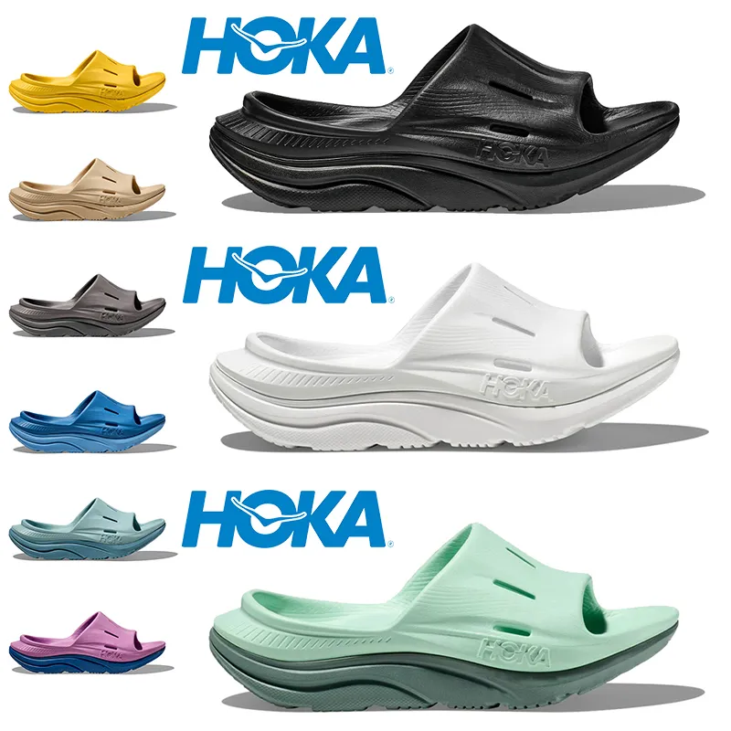 Hoka Orda Recovery Slide 3 White Black Hokas Sliders Shoes One One ...