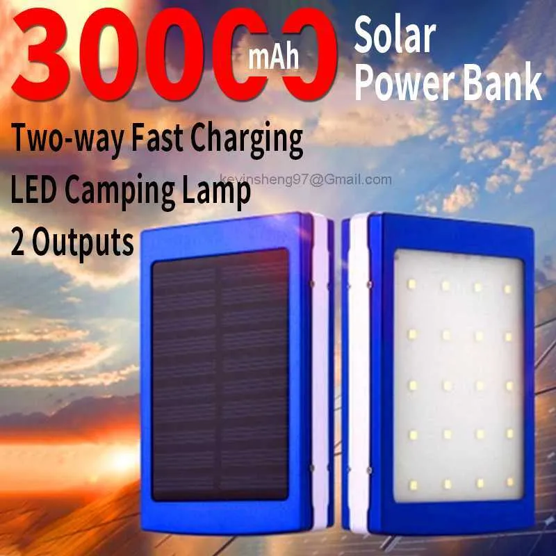 Free Customized LOGO 30000mAh Solar Power Bank Two Way Fast Charging ...