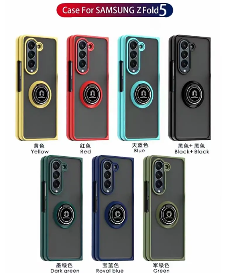 Hybrid Metal Phone Case With Magnetic Ring Kickstand For Samsung Z Fold ...