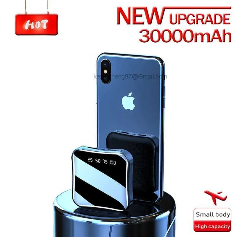 Mini Portable Power Bank With Built In Cables 30000mAh External Battery ...