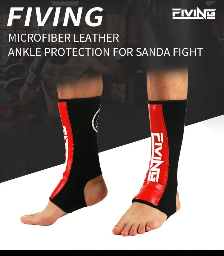 MMA Boxing Shin Guards Ankle Support Microfiber Leather Kickboxing Foot ...