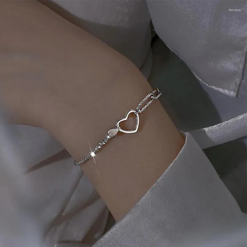DHgate.com:Exquisite V-Style Heart Bracelet: Silver Stainless Steel ...