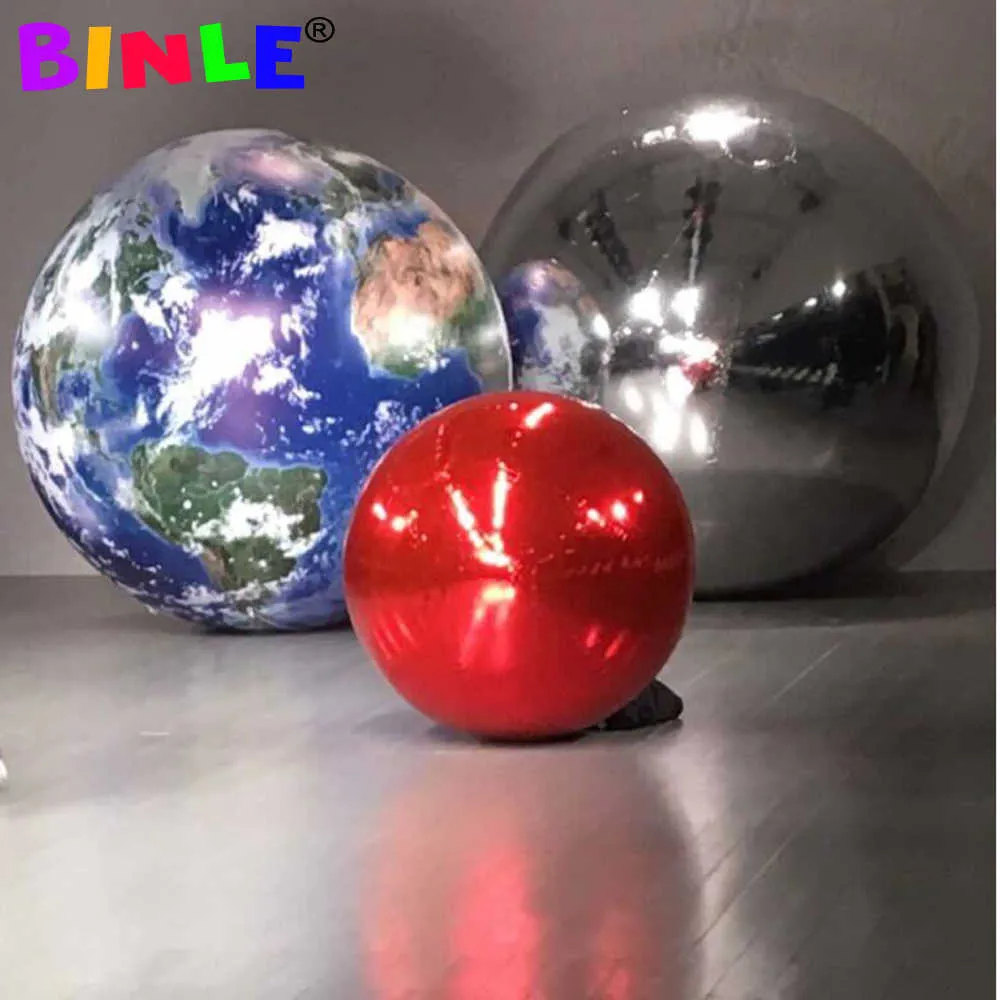 Colorful Silvery Giant Inflatable Mirror Ball Decoration For Disco ...