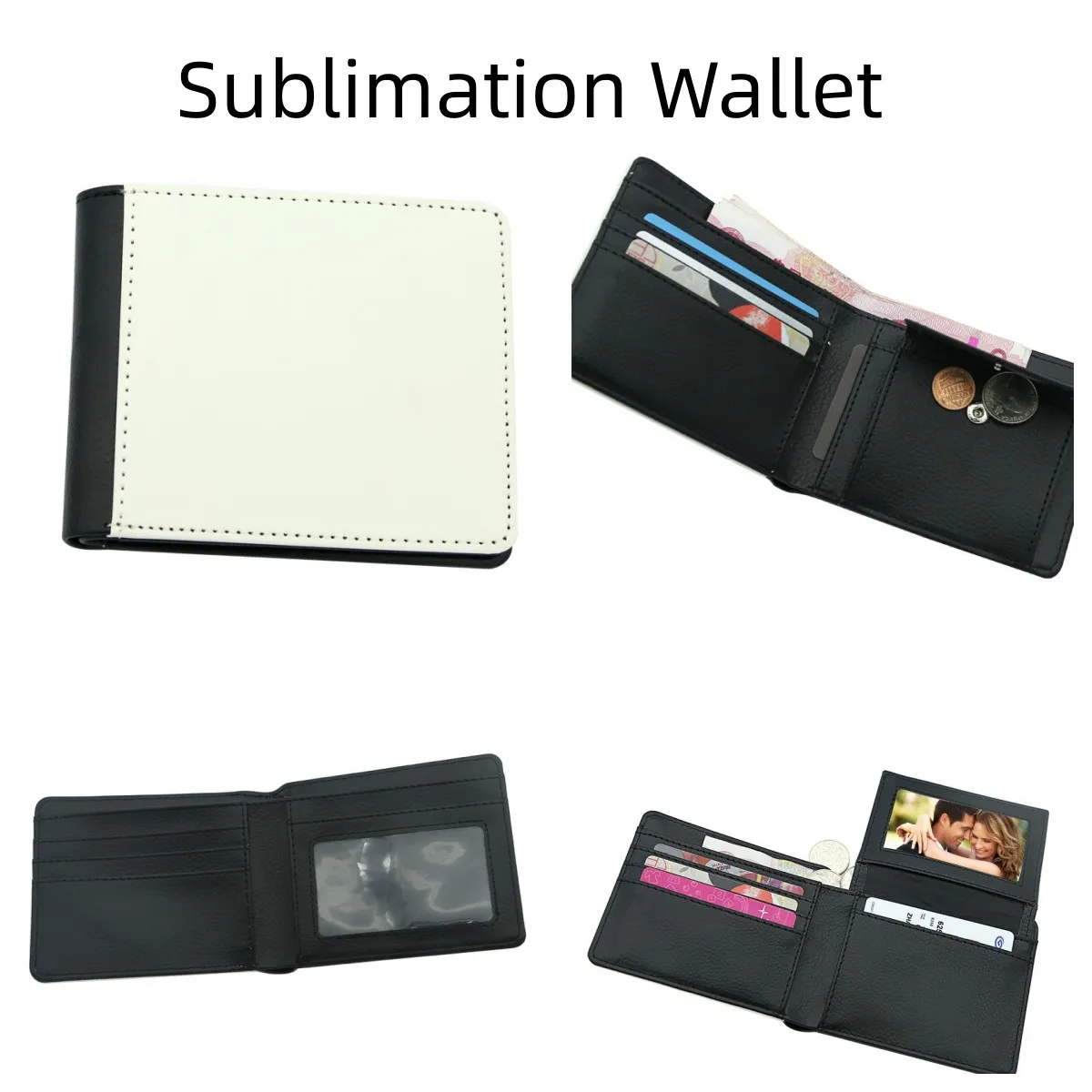 DHgate.com:Sublimation Wallet Blank PU Leather Double Side Foldable Men ...