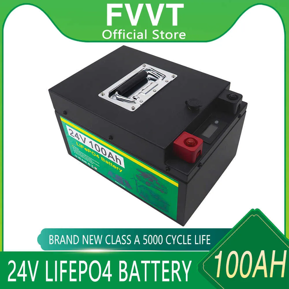 24V 100Ah LiFePO4 Cell Pack Built In BMS Lithium Iron Phosphate Battery ...