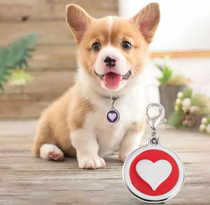 Personalized Heart Pet ID Tags - 25mm Round Dog Tags, Durable Zinc ...