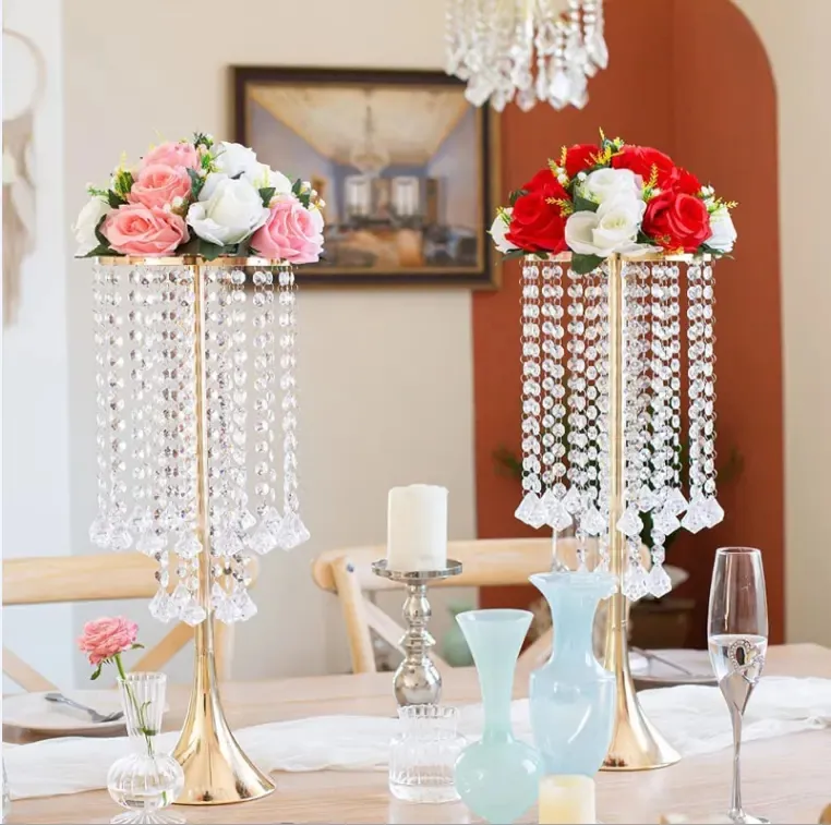 Gold Crystal Metal Table Centerpieces For Weddings & Events 15cm ...