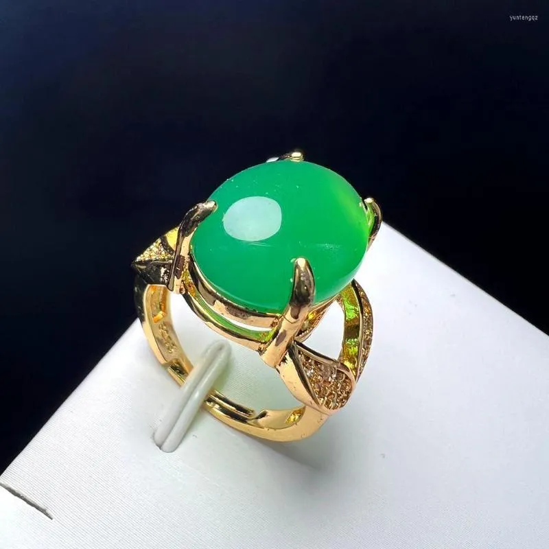 DHgate.com:Green Agate Ring - Gold Plated Copper Round Stone Zircon Adjustable Finger Jewelry ...