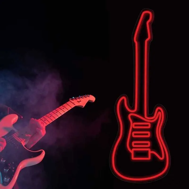 LED Neon Sign Guitar Custom Colorful LED Neon Light For Rock & Roll Bar ...