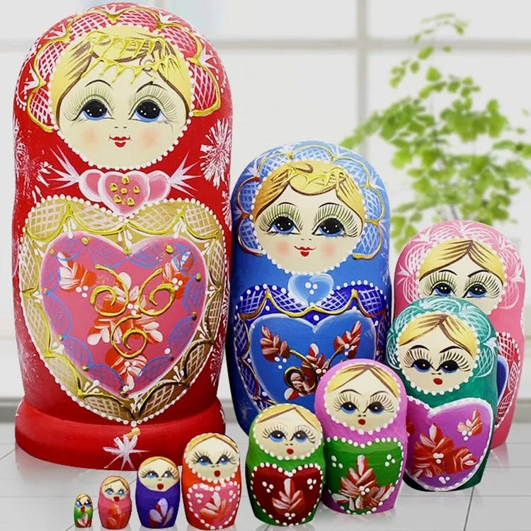 10-Layer Nesting Dolls: 22cm Wooden Russian Matryoshka, Baby Toy Stacking Dolls, Educational ...