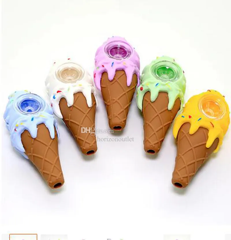 Ice Cream Silicone Smoking Pipe, Glass Howl Spoon Hand Pocket Novelty ...