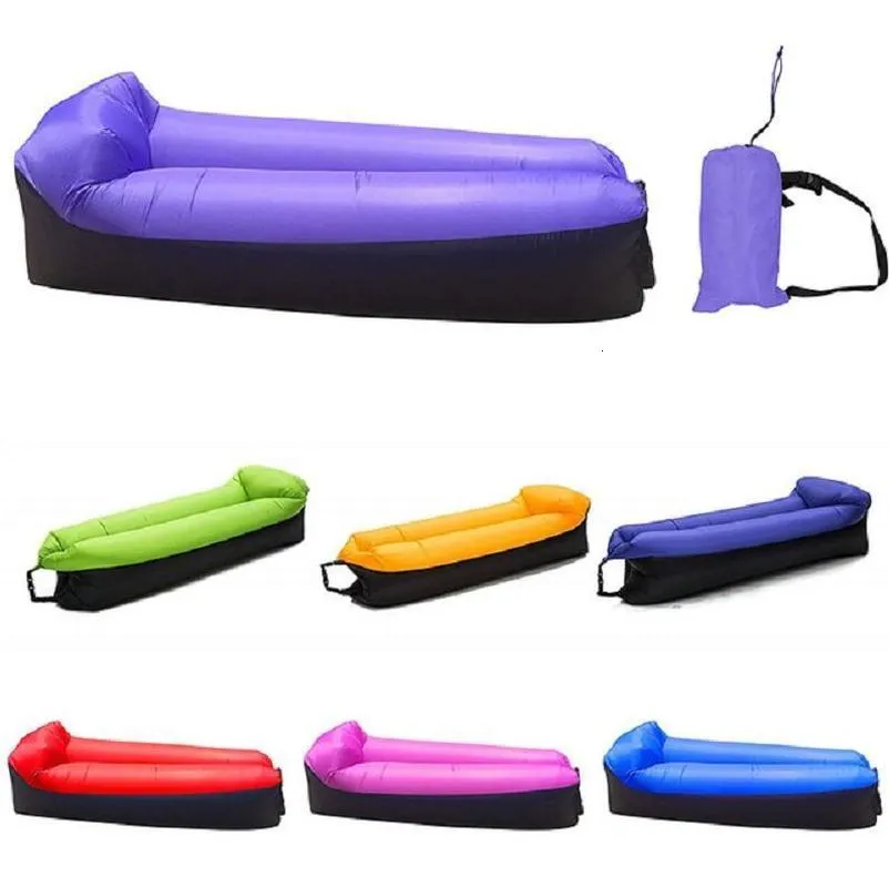 Inflatable Lounger Sofa Bed - Portable Air Mattress, Camping Sleeping ...