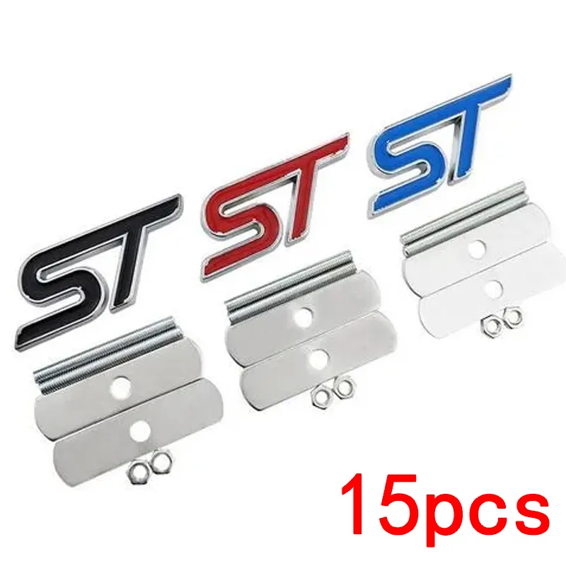 Metal ST Front Grille emblem cars with Chrome Screw Sticker for Ford ...