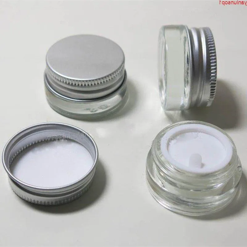 Clear Glass Cream Jar With Silver Aluminum Lid 5g Cosmetic Jar For ...