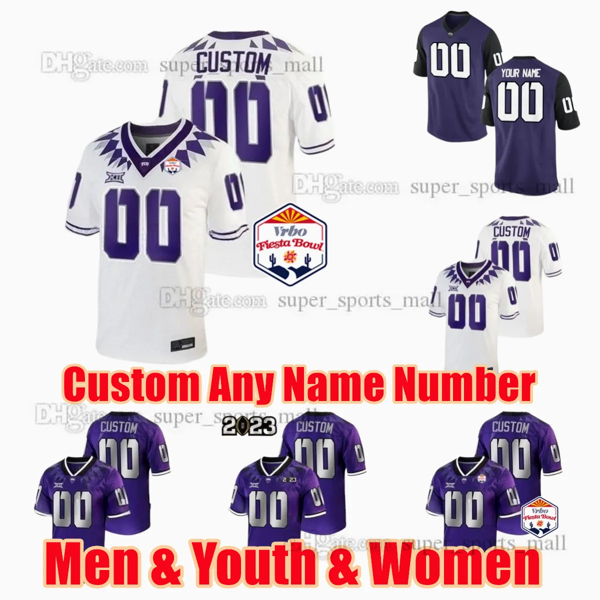 Personalizado S 6XL TCU Horned Frogs College Football Jerseys Quentin ...