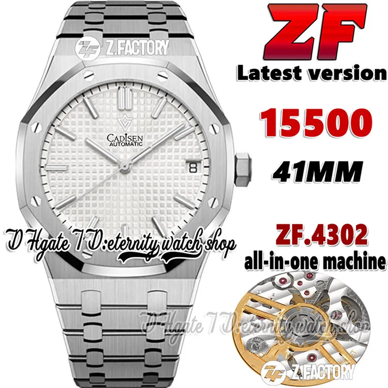 ZF V2 Version Xf15500 Mens Watch Cal.4302 ZF4302 Automatic 41MM White Texture Dial Sapphire SS ...