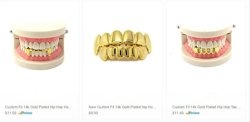 Gold Teeth Grillz Hip Hop - Single Tooth Cap, Iced Out Grillz ...