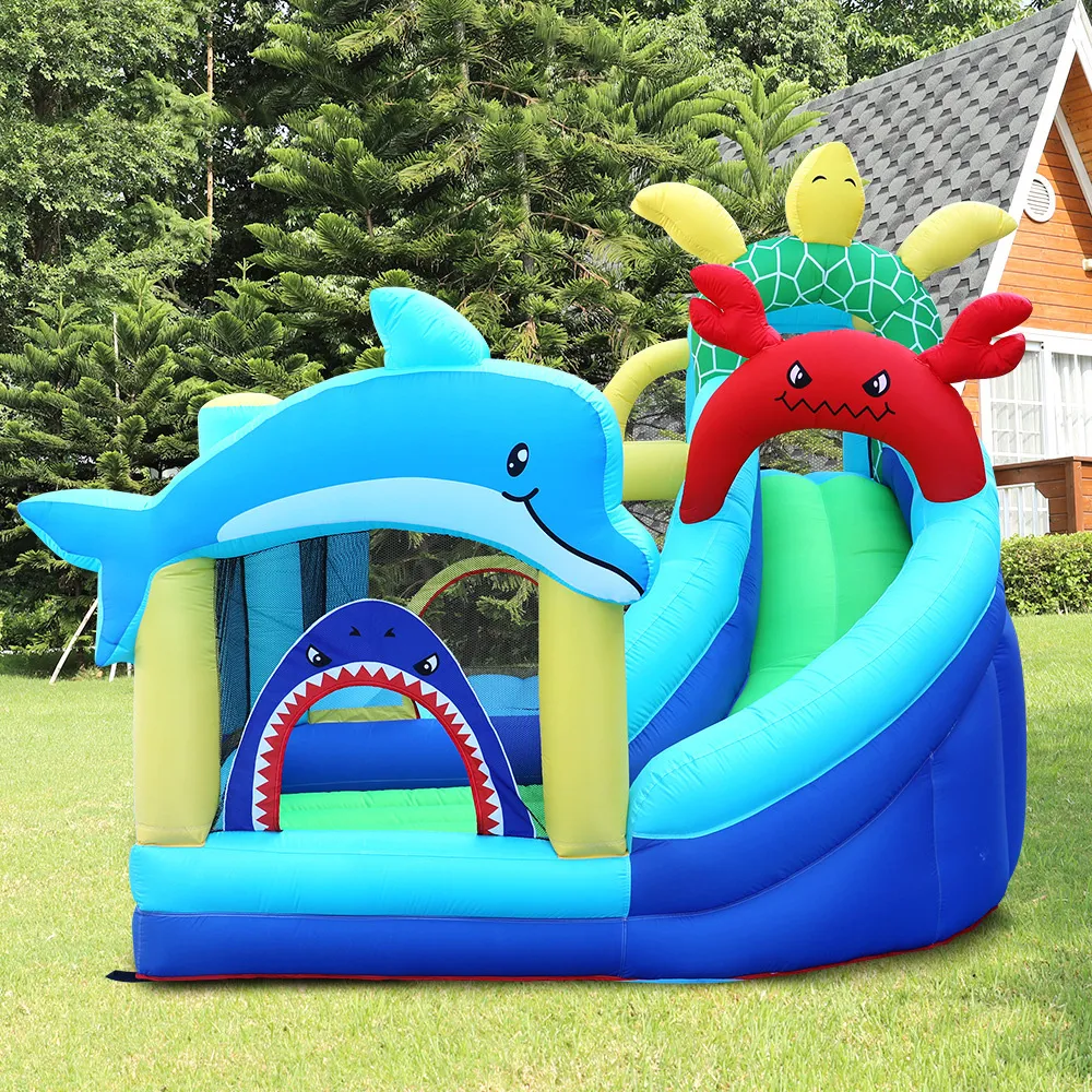 Dolphin Slide Jumping Castle With Ball Pit And Basketball Hoop Fun ...
