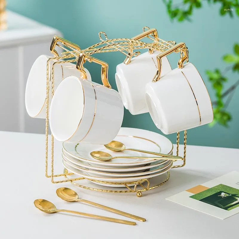 Luxury Coffee Cup Set - European Style Ceramic Tea Cup & Saucer with ...