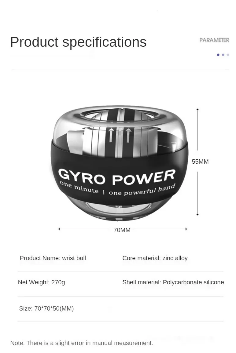 Grip Hand Strengthener LED Powerball: Gyro Exercise Ball For Wrist ...