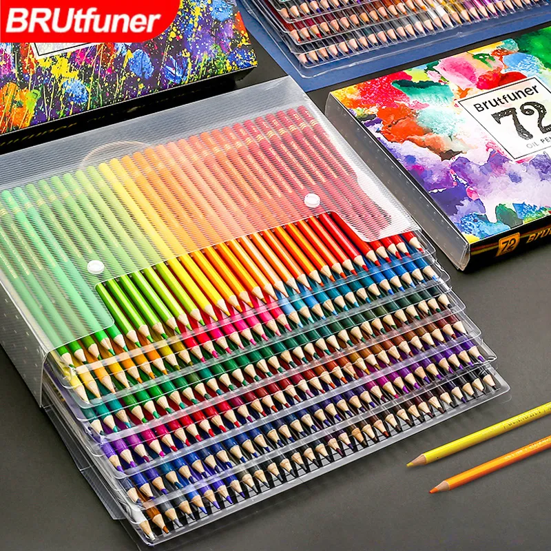 Professional Colored Pencils Set - Oil & Watercolor, Soft Core, 72/120 ...