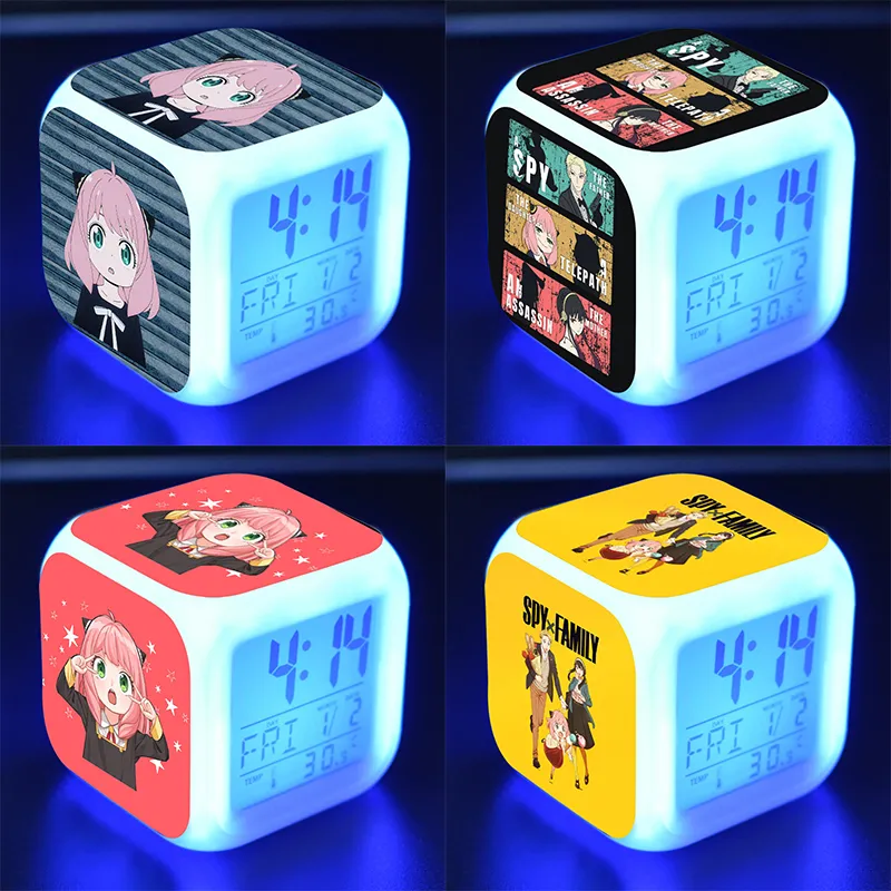 Desk Table Clocks Spy X Family LED Flash Digital Alarm Clock Anya Loid ...