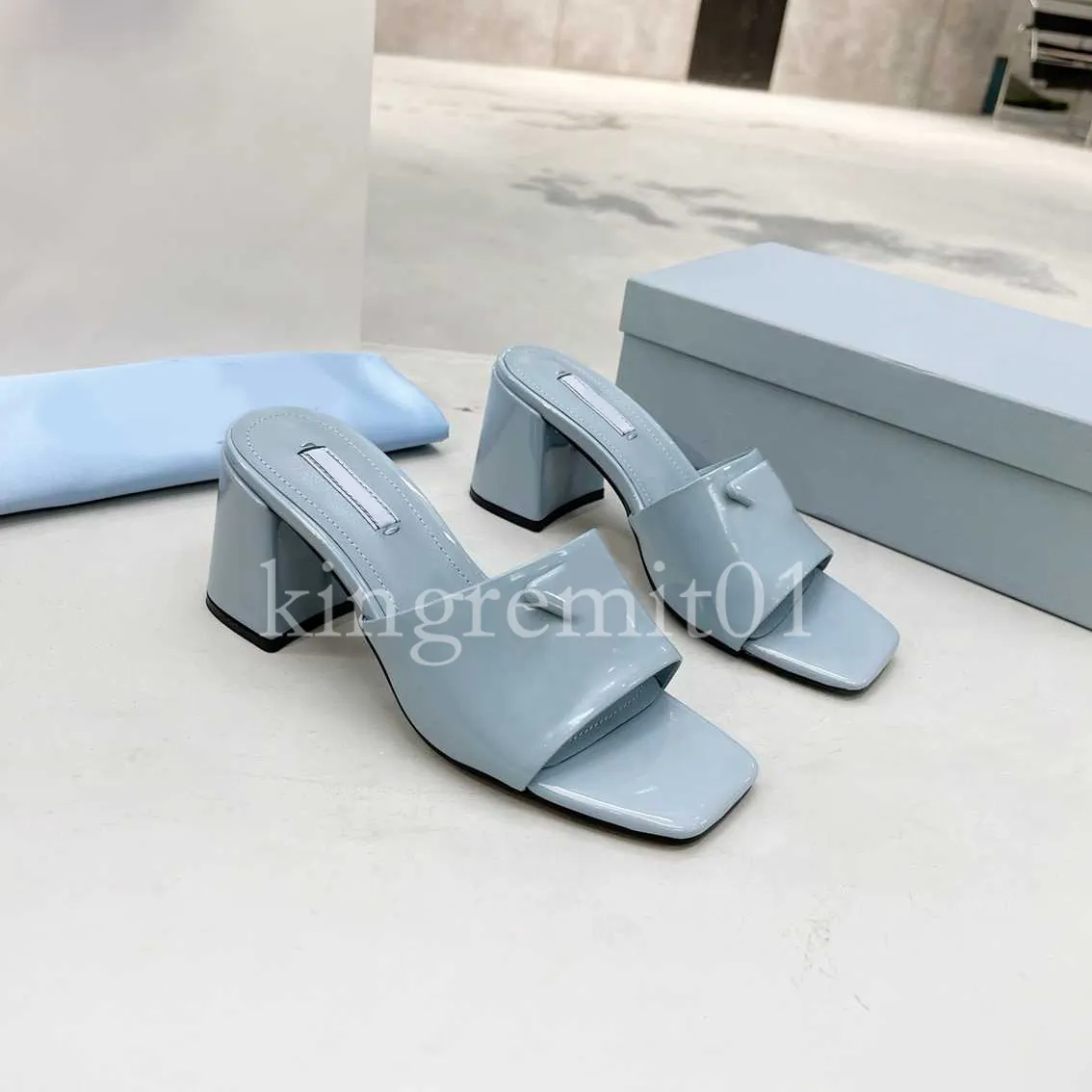 Stylish Patent Leather High Heel Leather Slippers For Women Inverted ...