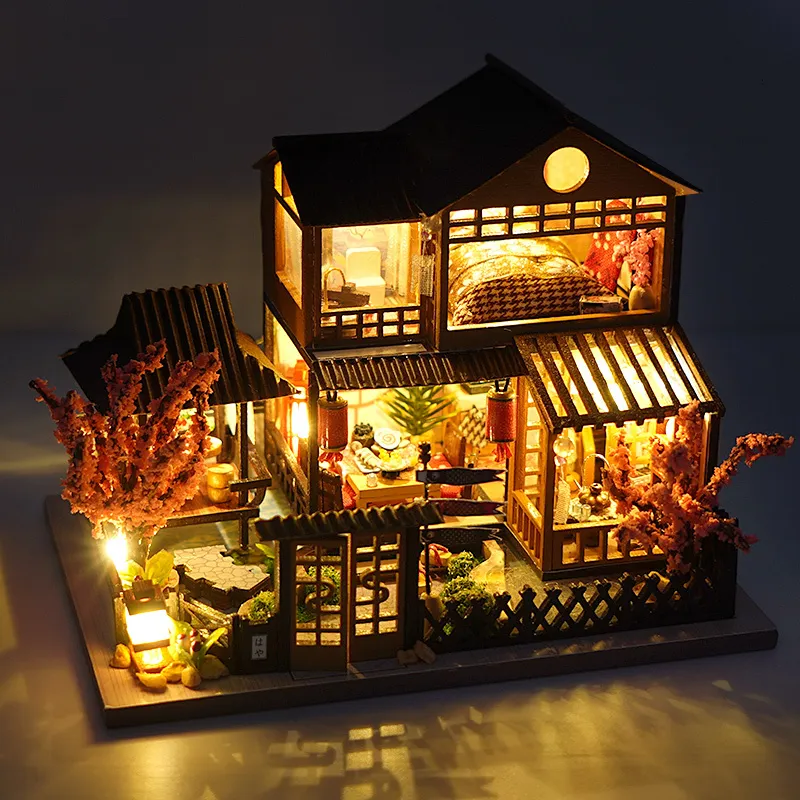 DIY Miniature Dollhouse Kit - Wooden Doll Houses with Furniture & LED ...