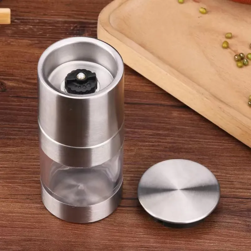 Stainless Steel Salt Shaker And Pepper Grinder Set, One Handed Spice ...