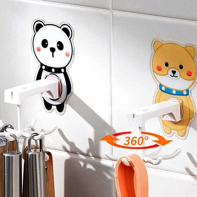 360° Rotating Hooks - Self Adhesive, 6 Hook Organizer: Versatile Wall ...
