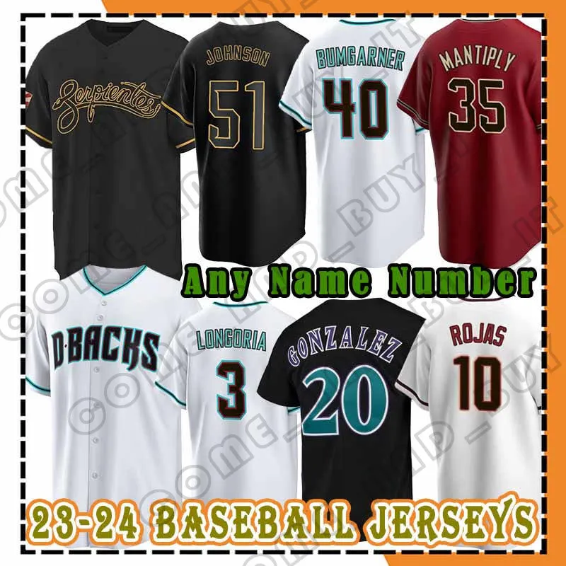 51 Randy Johnson 20 Luis Gonzalez Baseball Jersey Arizona Evan Longoria ...