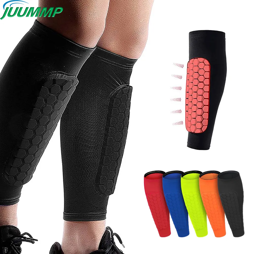 Honeycomb Padded Shin Guards: Soccer Leg Sleeves, Football Shin ...