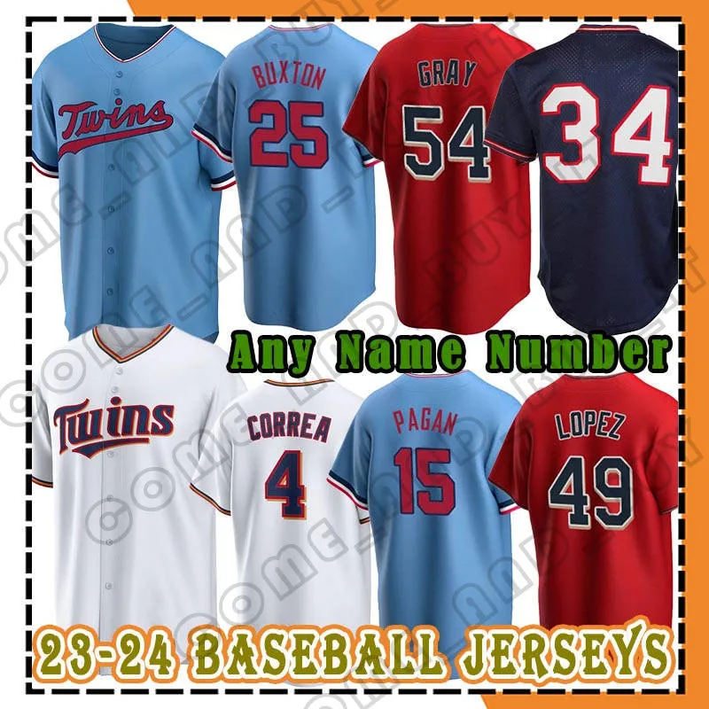 26 Max Kepler Baseball Jersey 4 Carlos Correa Byron Buxton Minnesota ...