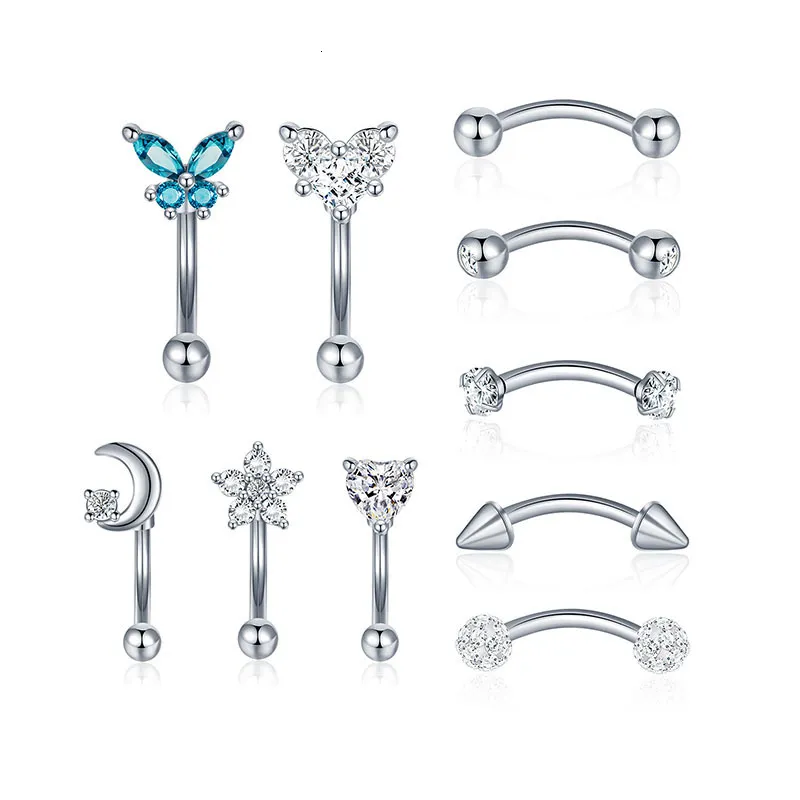 DHgate.com:10Pcs 16G Labret Lip Piercing Jewelry Set, Curved Barbell ...