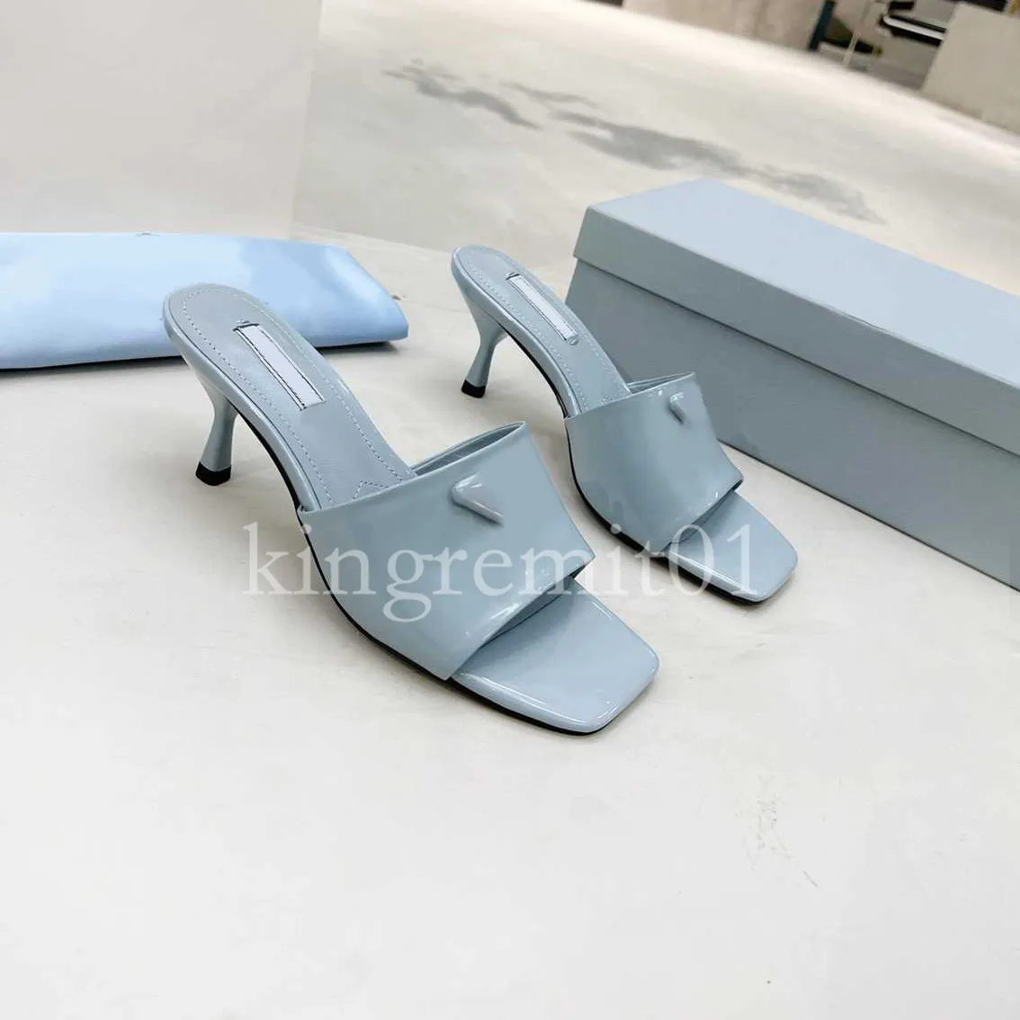 Stylish Patent Leather High Heel Leather Slippers For Women Inverted ...