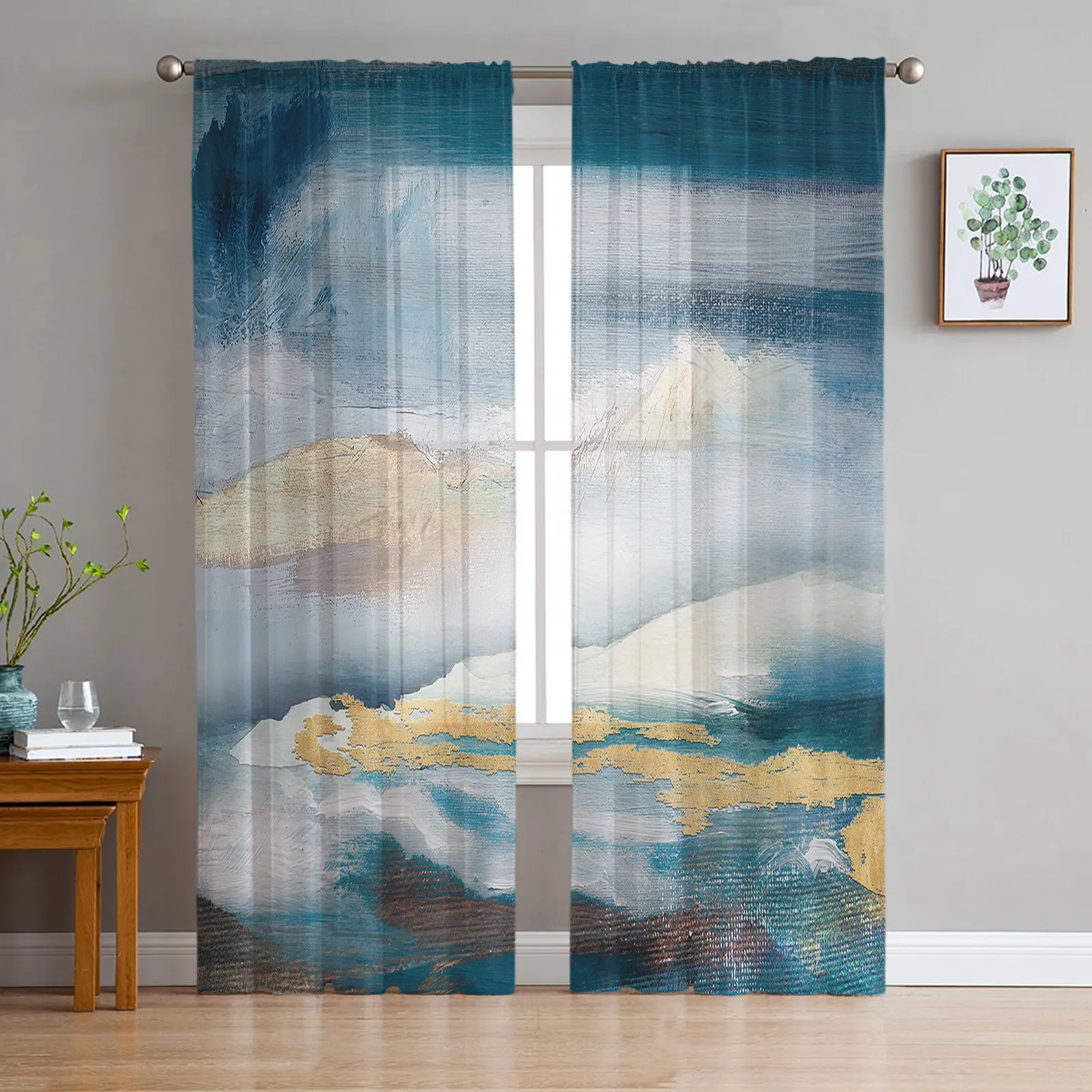 Tende Voile Arte Astratta Tulle Sheer Drapes Camera Da Letto O ...