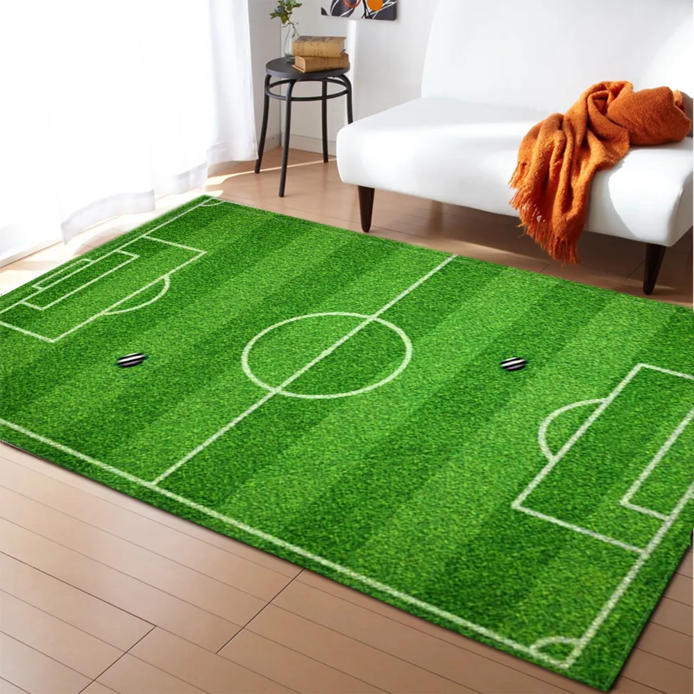 Large 3D Football Field Rug: Soft Soccer Pitch Rug for Kids' Rooms ...