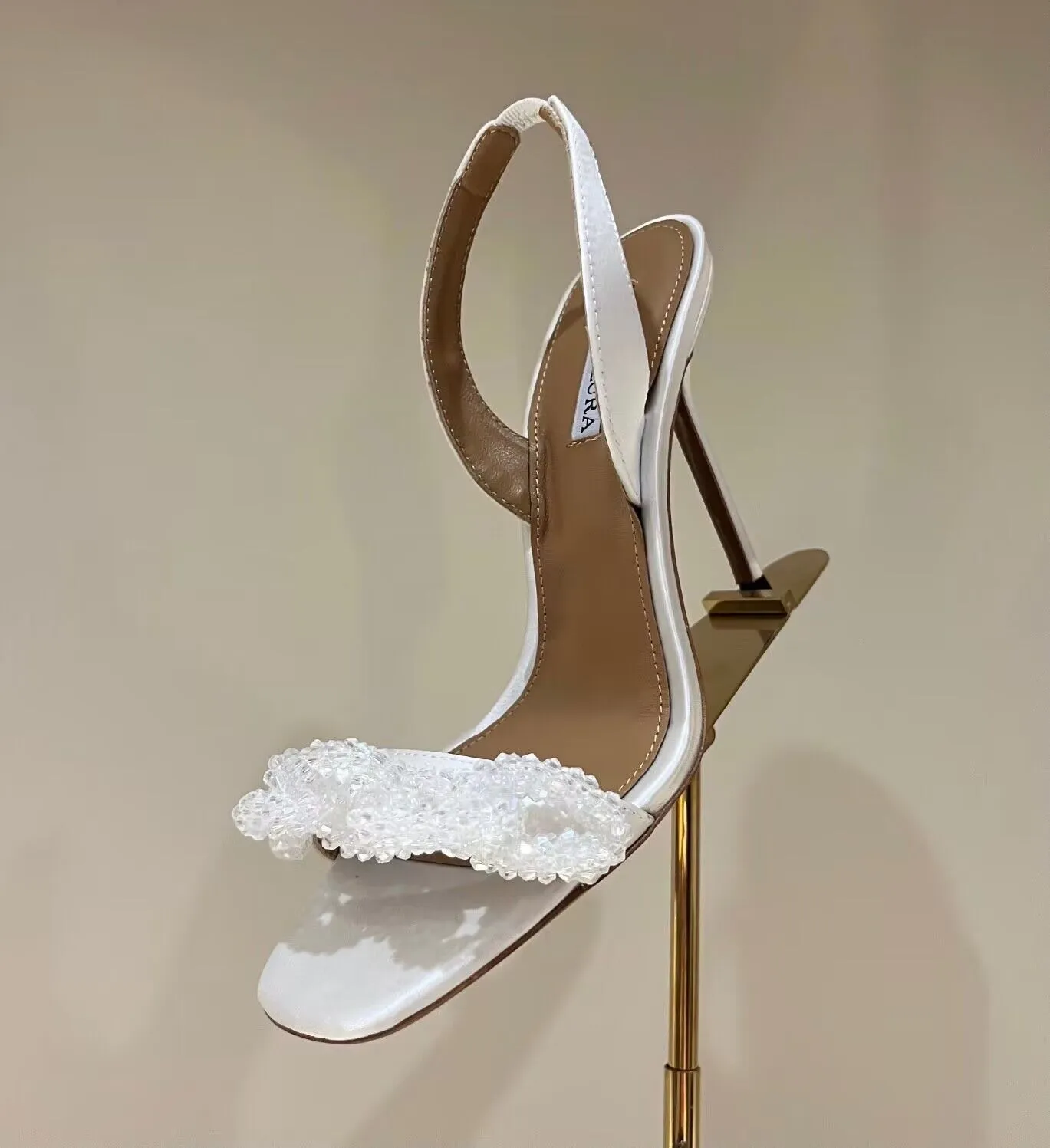 Aquazzura Love Chain Sandals Elegant Beaded Slingbacks With