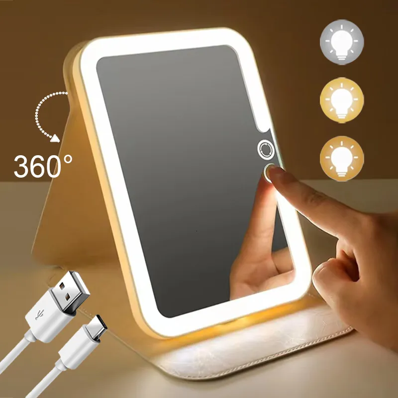 DHgate.com:Compact LED Vanity Mirror with Lights, Portable Foldable ...