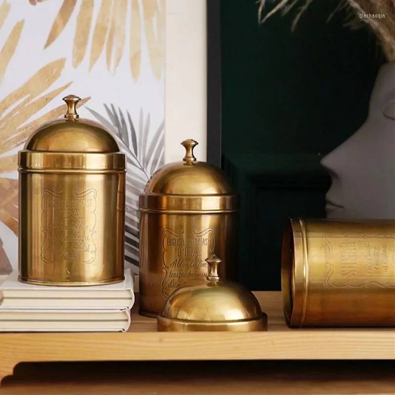 Vintage Brass Spice Jars And Storage Set With Lid For Handmade Tea ...