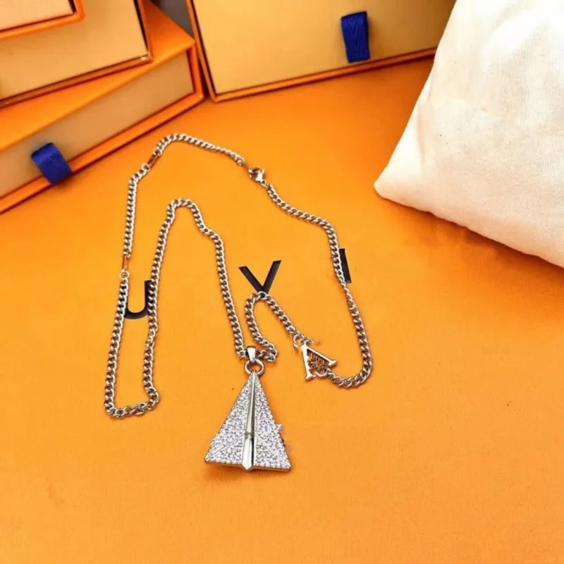 Luxury Zircon Paper Plane Necklace - Initial Logo Pendant, Fashion ...