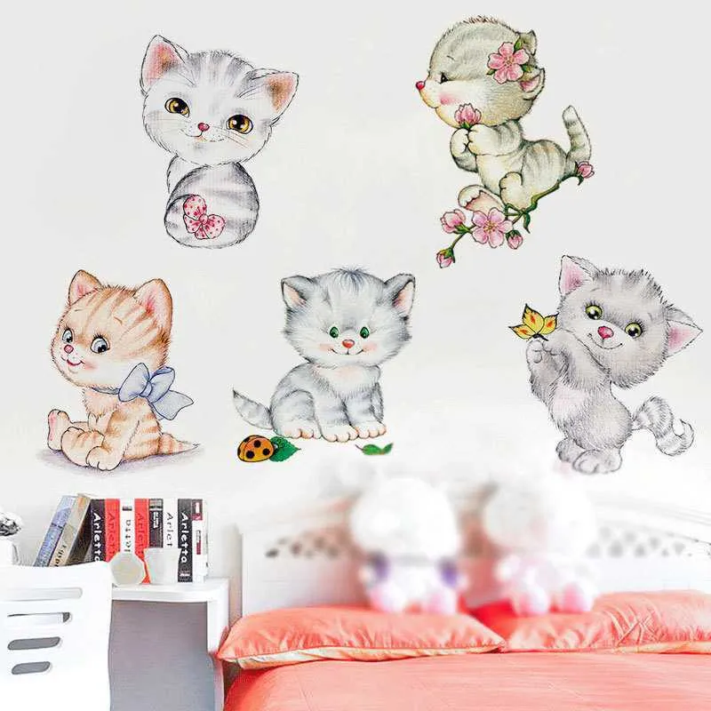 Cute Cartoon Kitten Cat wall sticker wall sticker for Home Decoration ...